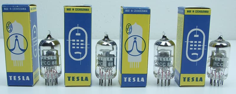 Tesla quad of NOS PCC88/7DJ8 (6DJ8-ECC88 sub) tubes #1 | Reverb