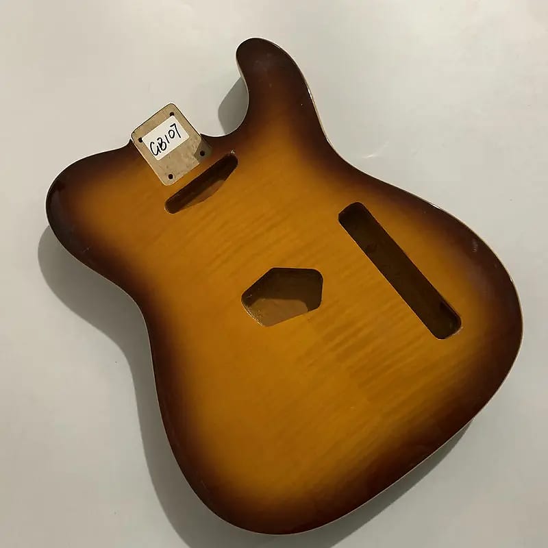 Cherry Burst Telecaster Tele Style Body with Tiger Maple Top | Reverb
