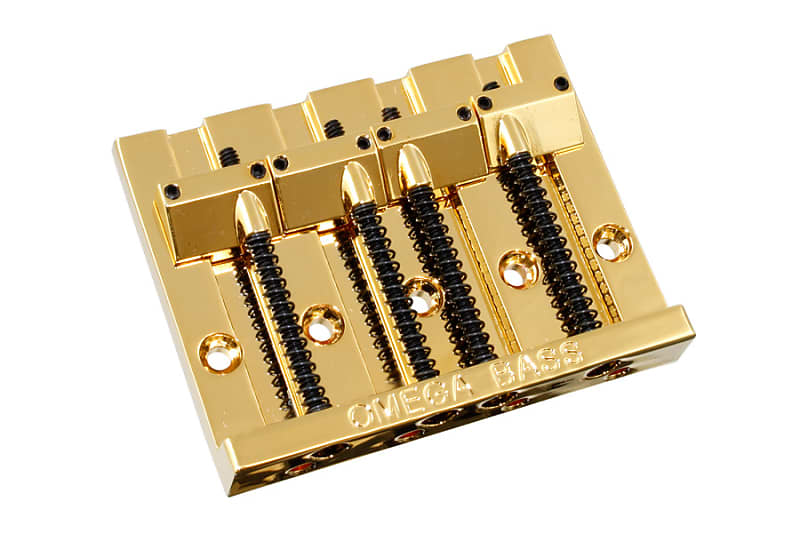 Omega Badass Style 4-String Bass Bridge, 2-1/4" - GOLD | Reverb