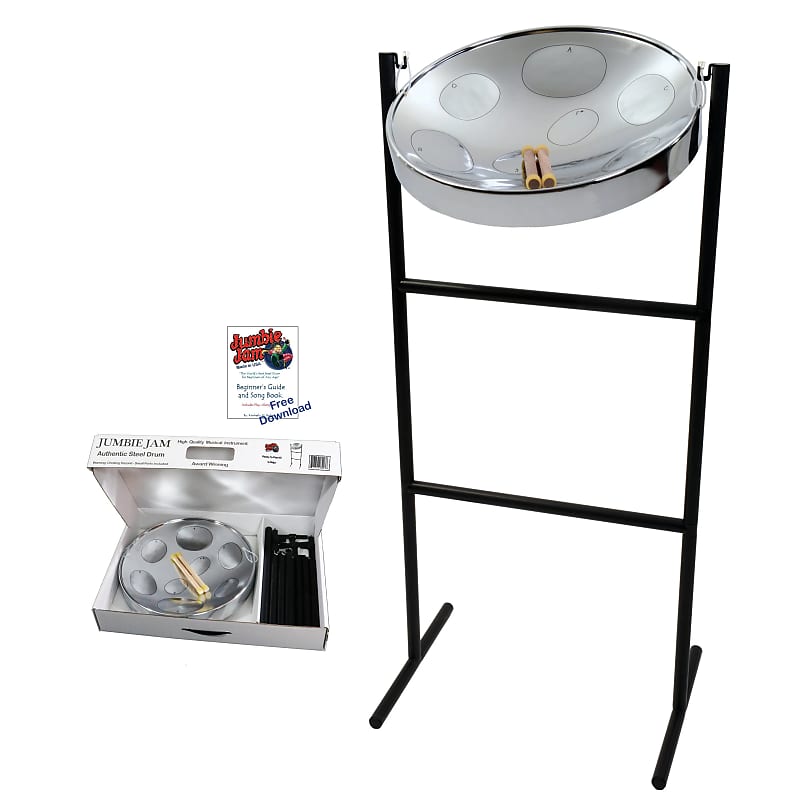 Jumbie Jam Steel Drum Kit with Tube Floor Stand - Chrome Pan | Reverb
