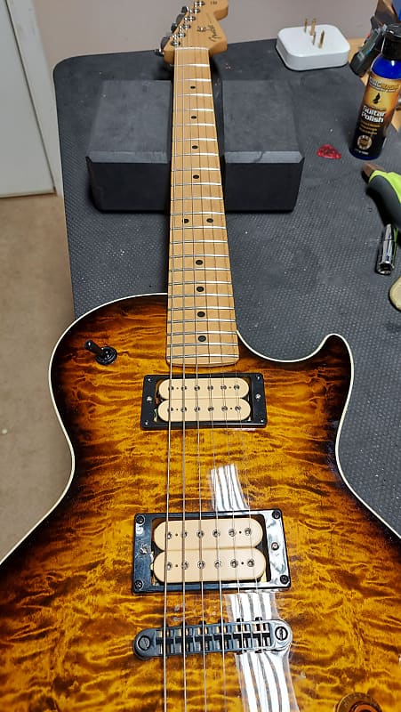 Fender/Warmoth Lescaster 19 Tobacco Burst Quilt | Reverb