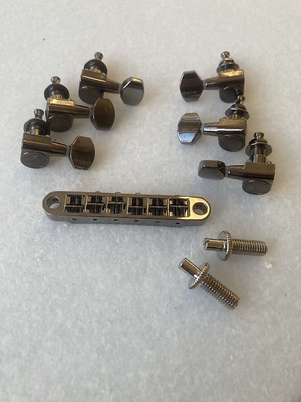1 set licensed tonepro tune o'matic guitar bridge with 3x3 | Reverb