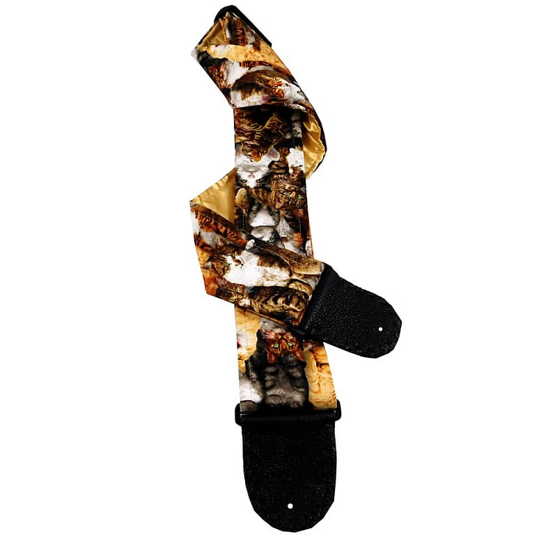 Kitty Cats Handmade Artisan Guitar Strap with Cute Tabby, | Reverb