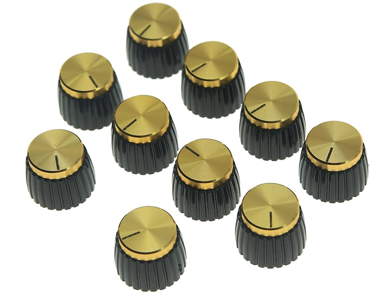 10pcs Guitar AMP Amplifier Push on fit Knobs Black with Gold | Reverb