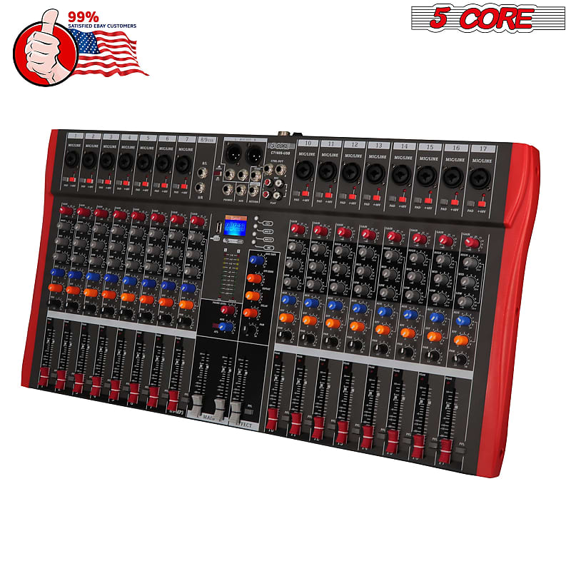 5 Core Audio Mixer 16 Channel DJ Mixing Board Professional | Reverb
