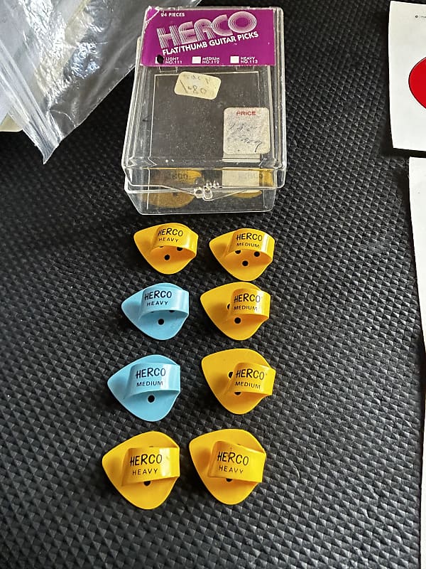 8 - Herco Flat/Thumb Guitar Picks w/Original Case | Reverb