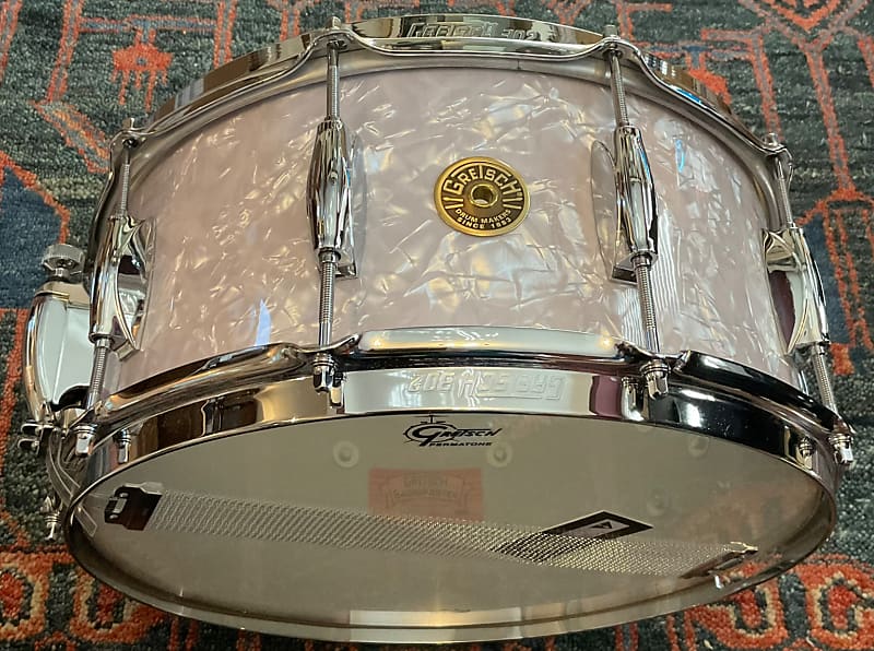 Gretsch 6.5" x 14" Broadkaster Snare Drum White Marine Pearl | Reverb