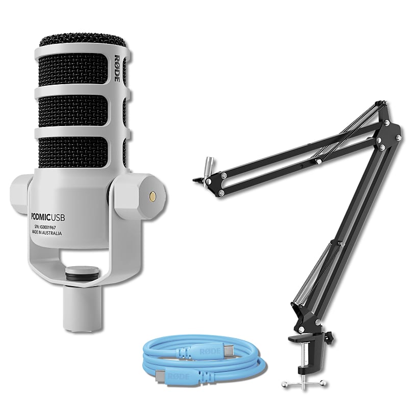Rode PodMic USB White Dynamic Broadcast Microphone with Rode | Reverb