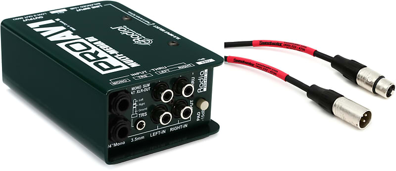 Radial ProAV1 1-channel Passive A/V Direct Box Bundle with | Reverb