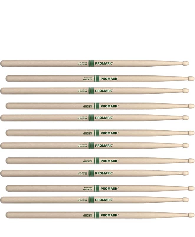 6 PACK ProMark Rebound 2B Hickory Drumsticks, Acorn Wood Tip | Reverb