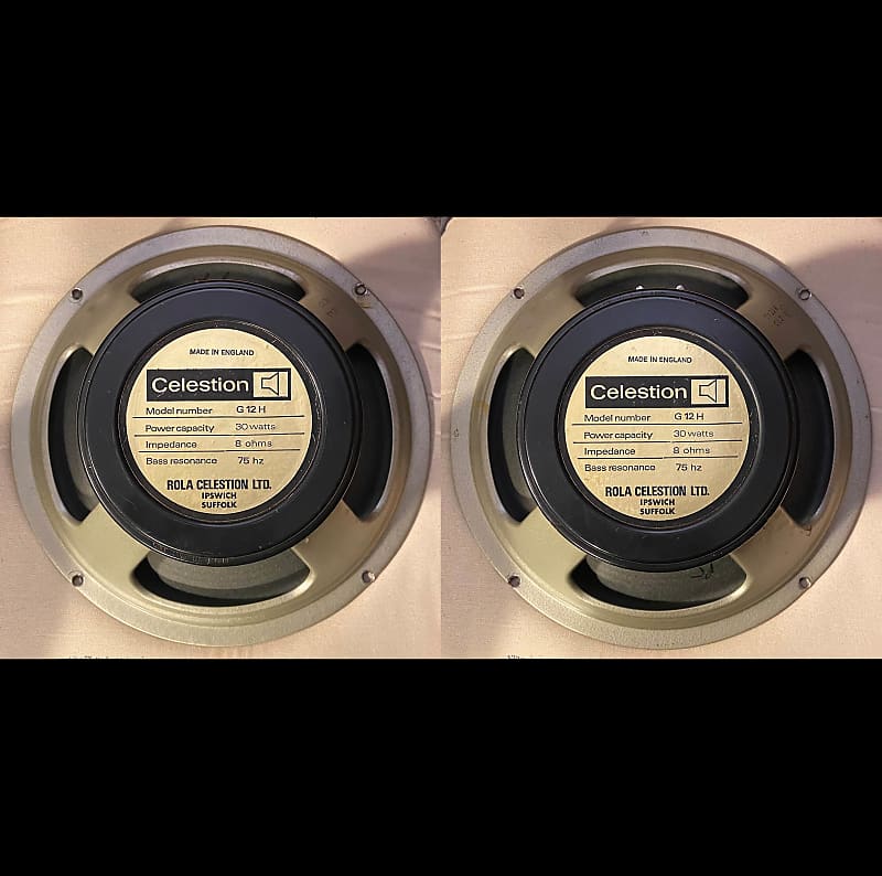 Matched and clean Pair of Celestion G12H T1234 Greenback | Reverb