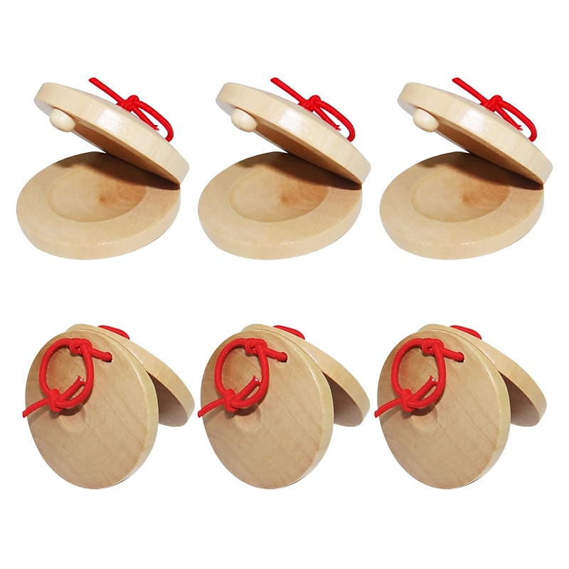 6Pcs Wooden Castanets Wooden Percussion Instrument Finger | Reverb UK