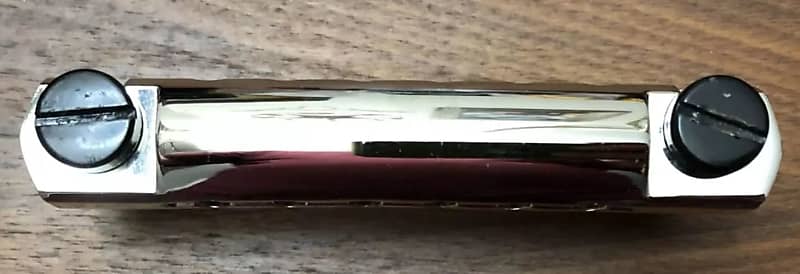 Chrome Tune-O-Matic Tailpiece With Black Studs, Chrome | Reverb