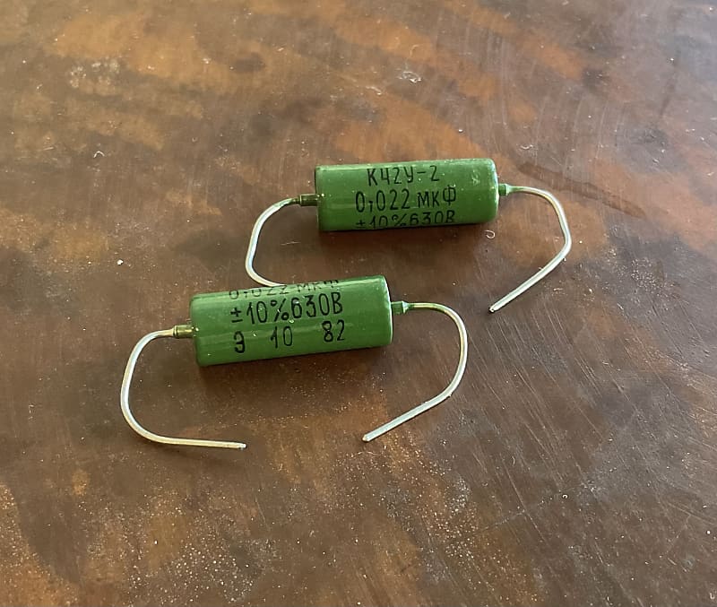 .022uf @ 630v K42Y-2 Russian Capacitors, New Old Stock, PAIR | Reverb