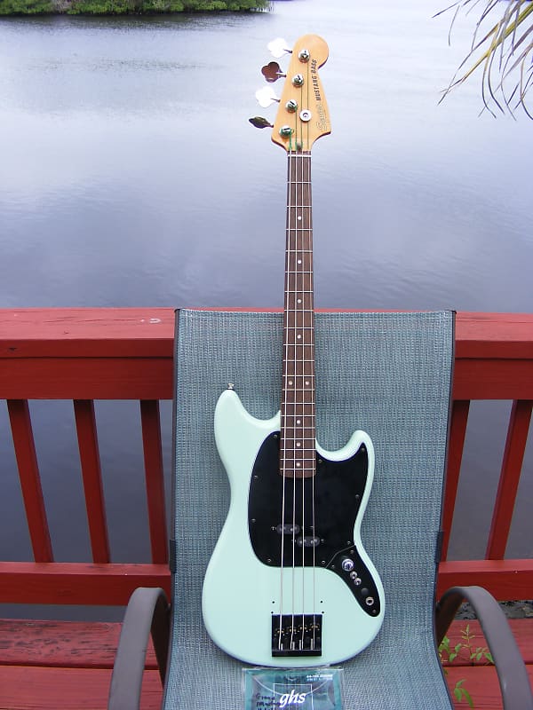 Squier Mustang Bass Guitar Hipshot Bridge Bullet Pickups | Reverb