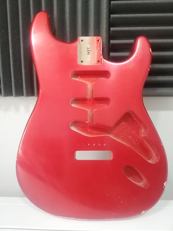 MJT Candy apple red Stratocaster Body | Reverb
