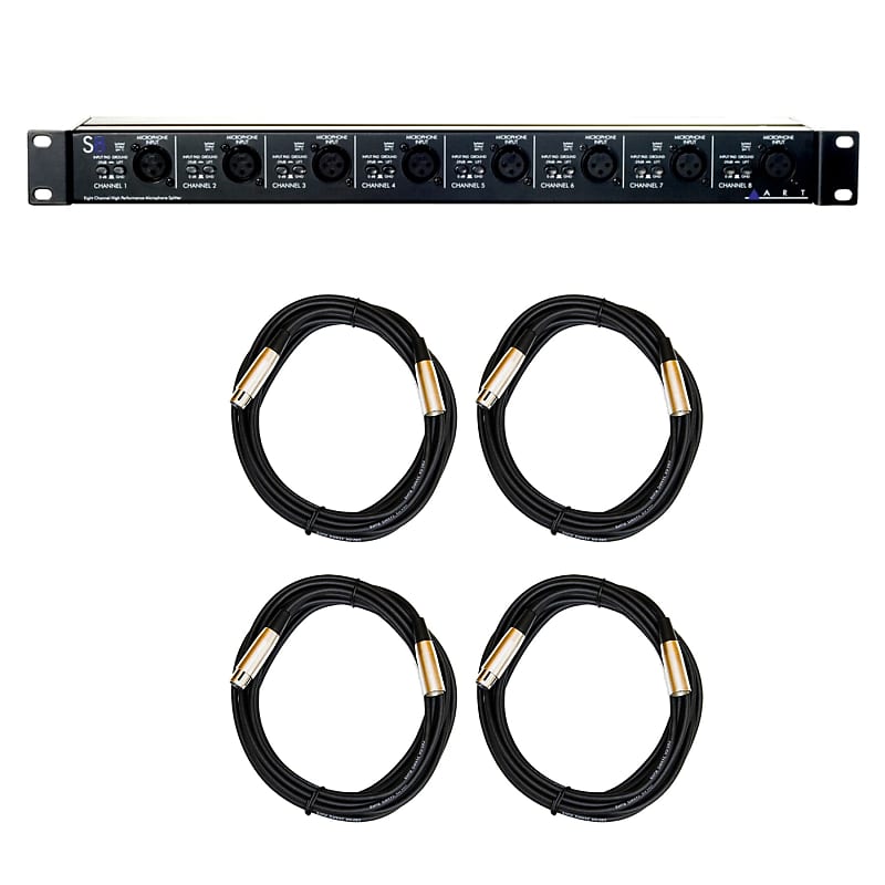ART S8 8-Channel 2-Way Mic Splitter Bundle with 4 20-foot XLR | Reverb