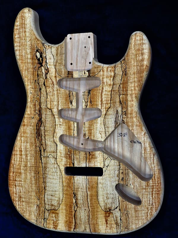 Flamed Spalted Maple Top/ Swamp Ash Strat Style body - | Reverb