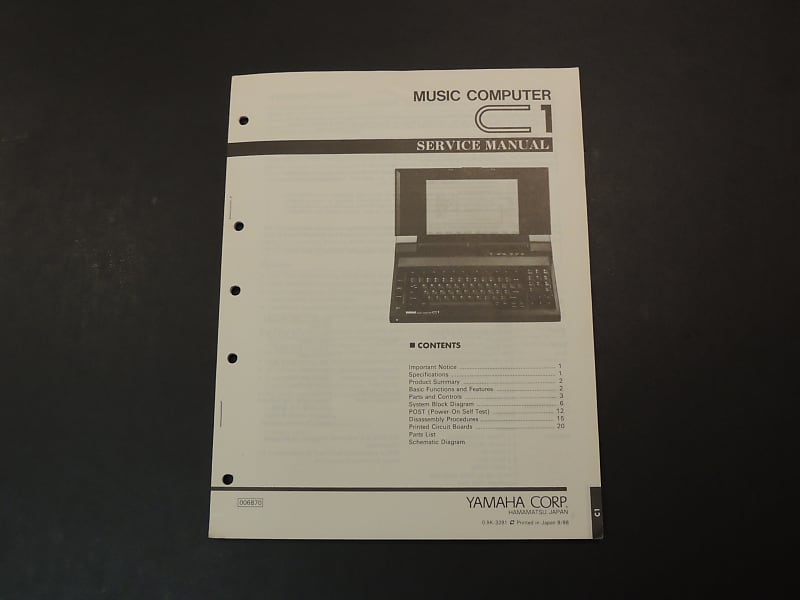 Yamaha C1 Service Manual [Three Wave Music] | Reverb