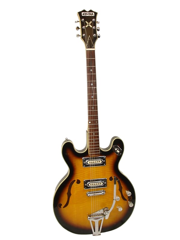 Electra Model 2228 Semi-Hollow Body Electric Guitar, Sunburst | Reverb