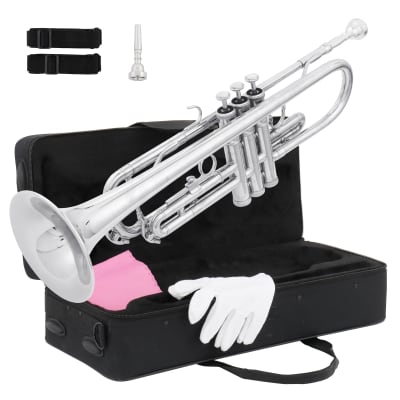 Glarry Brass Trumpet Bb with 7C Mouthpiece Silver | Reverb