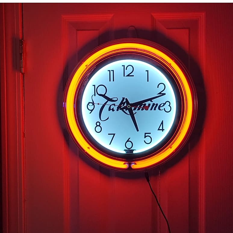 Takamine Double Neon Red/White Wall Clock Killer Cool Man | Reverb