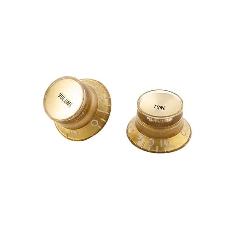 Gibson Top Hat Style Knobs w/Metal Insert - Gold w/Gold | Reverb