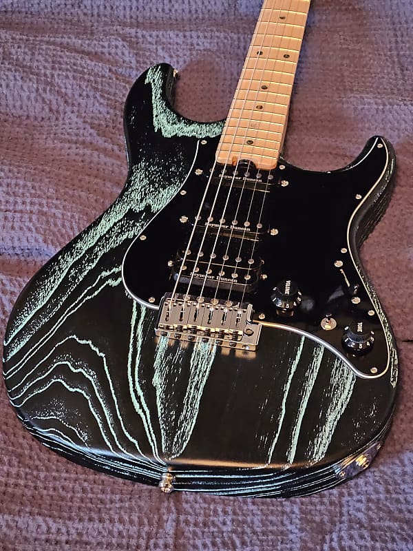 ESP Snapper Original CTM 2022 Driftwood Black With Blue | Reverb