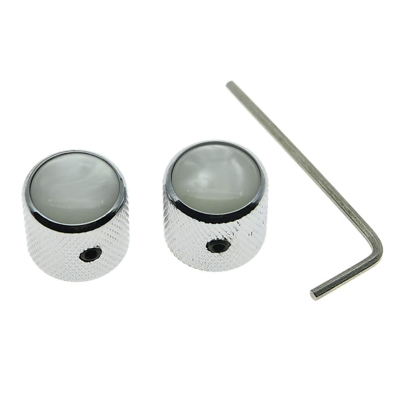 2pcs Chrome with White Pearl Cap Guitar Dome Knobs for Tele | Reverb