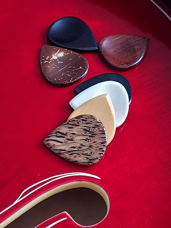 Jazz XL Guitar Picks- Set of 7 Woods, Bone, Horn Picks & | Reverb