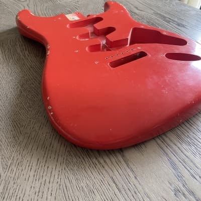 MJT VTS Stratocaster Body - NITRO Alder Fiesta Red Strat | Reverb