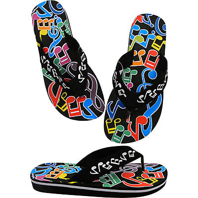Music Notes Flip Flops - Black/Multi Large | Reverb Canada