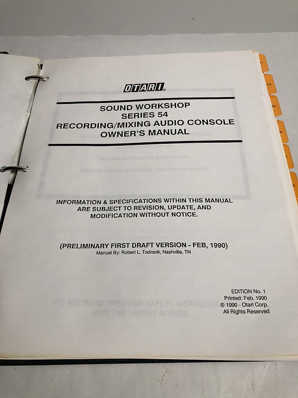 Otari Series 54 Mix Console Owners manual | Reverb
