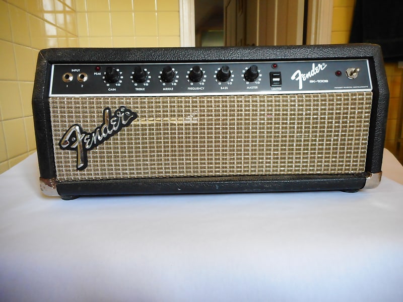 Fender SK100B Bass Head 1980's Black w/silver fabric front | Reverb