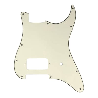 11-Hole Single Humbucker Strat Pickguard - 3-Ply Aged White | Reverb