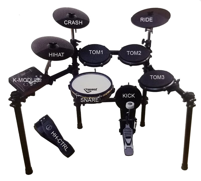 8 Piece Digital Drum Set Electric Percussion - Black | Reverb