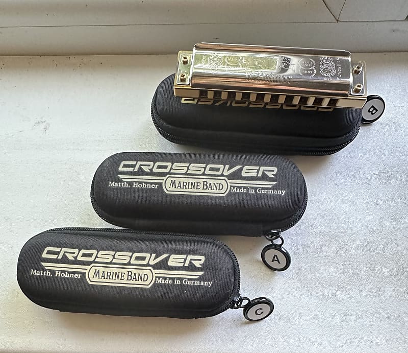 3 Hohner Marine Band Crossover Harmonicas Key of A, B, C | Reverb