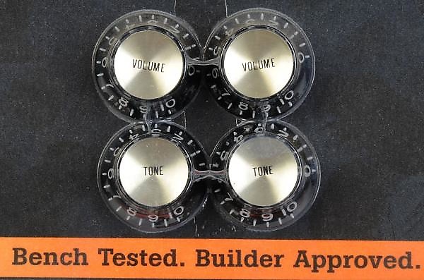 Gibson PRMK-020 Top Hat Style Black Knobs with Gold Metal | Reverb