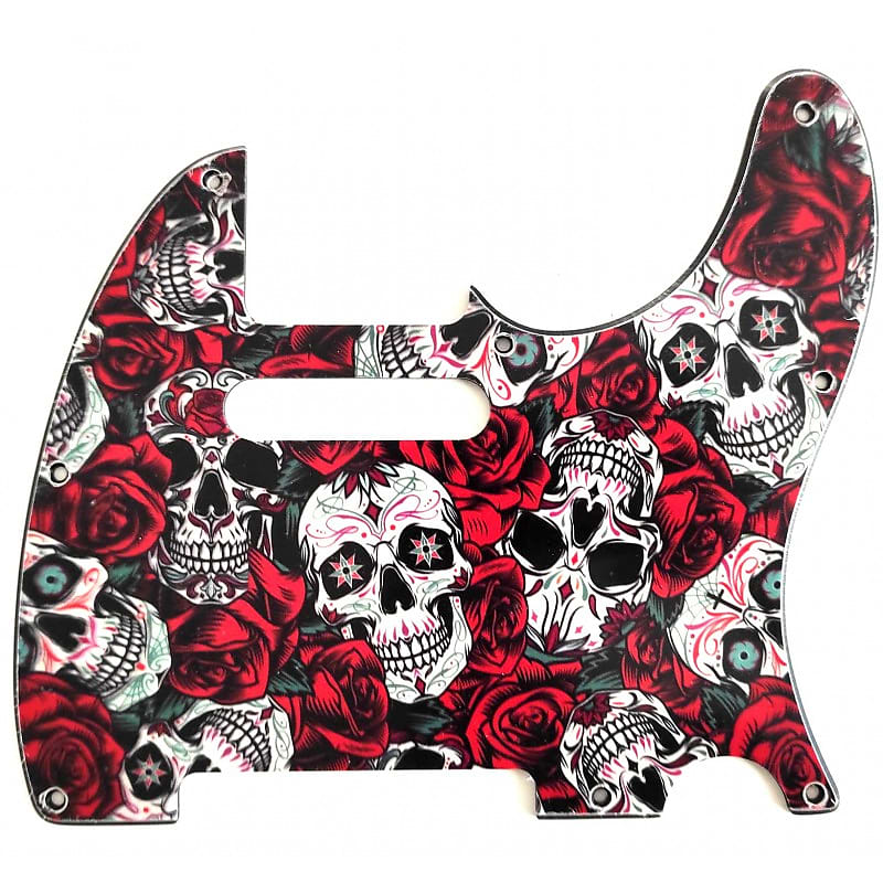Dia De Muertos Calavera Skull & Rose 8 screws US Telecaster | Reverb