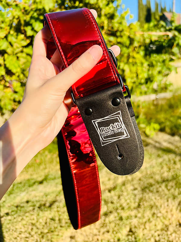 Red Chrome Guitar Strap | Reverb