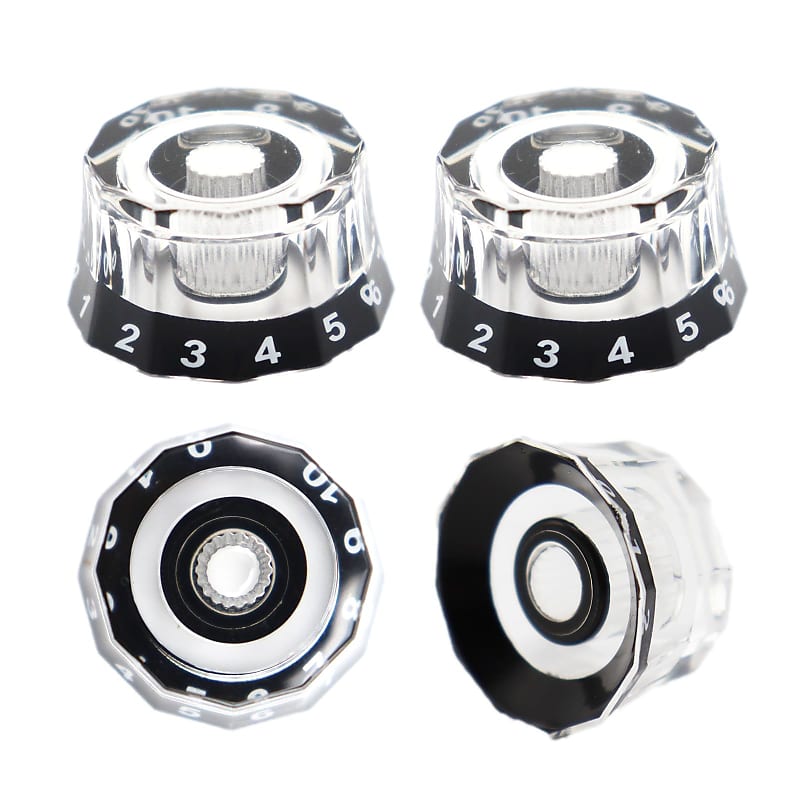 4pcs Stylish Clear Black Dodecagon Electric Guitar Knobs - | Reverb