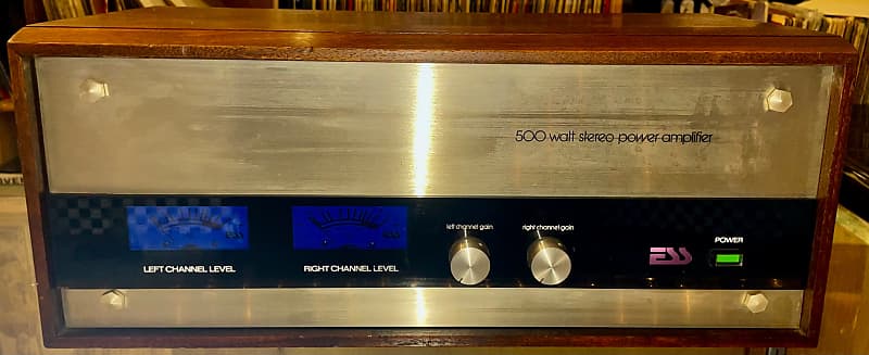 ESS 500 Watt Power Amplifier 1974 Silver Face Wood Case | Reverb