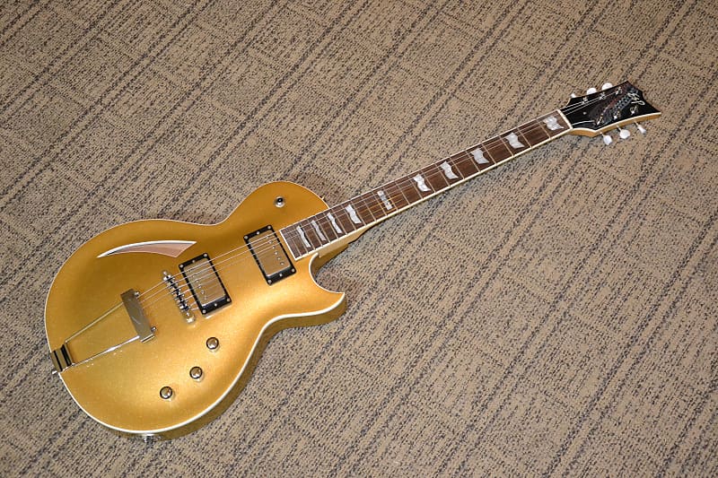 ESP Eclipse semi-hollow gold top, back, sides. Made in Japan. | Reverb