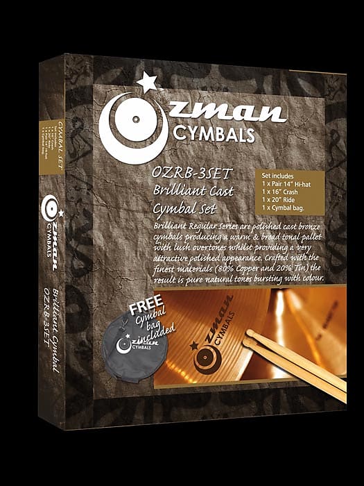 Ozman Regular Brilliant Series 3 Cymbal Pack (14" Hats, 16" | Reverb