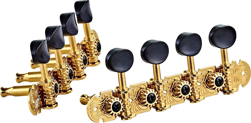 Deluxe A-Style Mandolin Tuning Machines 4L x 4R Chrome w/ | Reverb