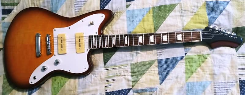 Sunburst Jaguar Style Set Neck Electric Guitar Quilted Maple | Reverb