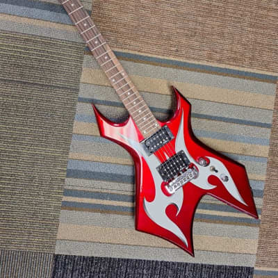 B.C. Rich Bronze Series Warlock - Tribal Red & White | Reverb
