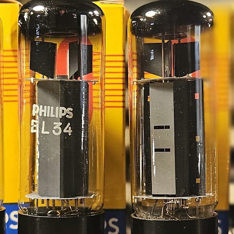 Mullard EL34 Power Tube XF4 Matched pair - Philips Labeled - | Reverb