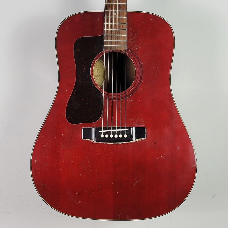 1975 Guild D-25 L.H. Right Hand Conversion - Cherry | Reverb