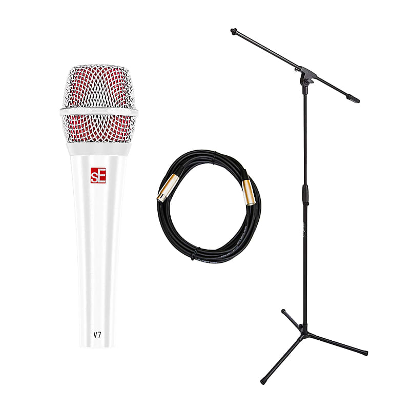 sE Electronics V7 White Dynamic Vocal Microphone Bundle with | Reverb